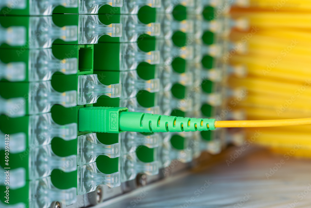 Fiber Optic Cable Connected to Distribution Frame of Passive Optical ...