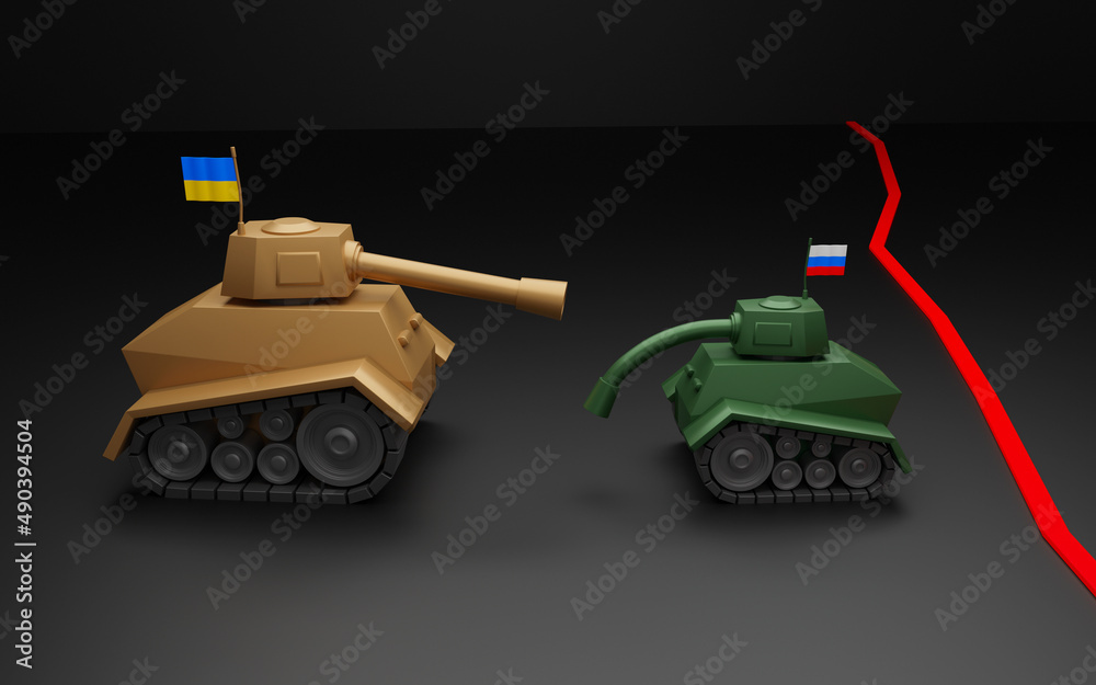 War between Ukraine and Russia. Strong army of Ukraine and weak army of ...