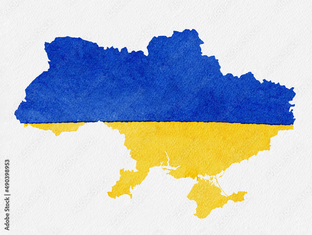 Ukraine Map watercolour hand paint on white paper background. Stock ...