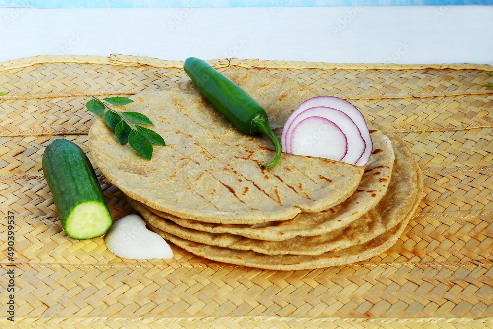 indian gujarati traditional food roti,rotla or indian flat bread Stock ...