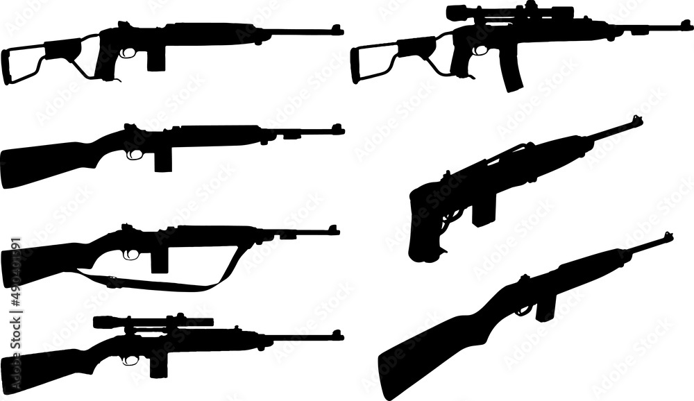 m1 carbine EPS, m1 carbine Silhouette, m1 carbine Vector, m1 carbine ...