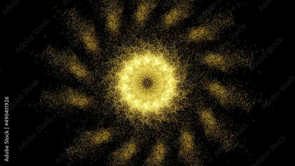 golden waves motion abstract of particles gold dust with stars on black ...