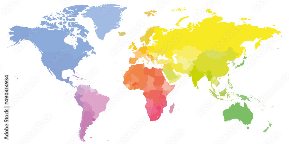Colorful political map of World Stock Vector | Adobe Stock