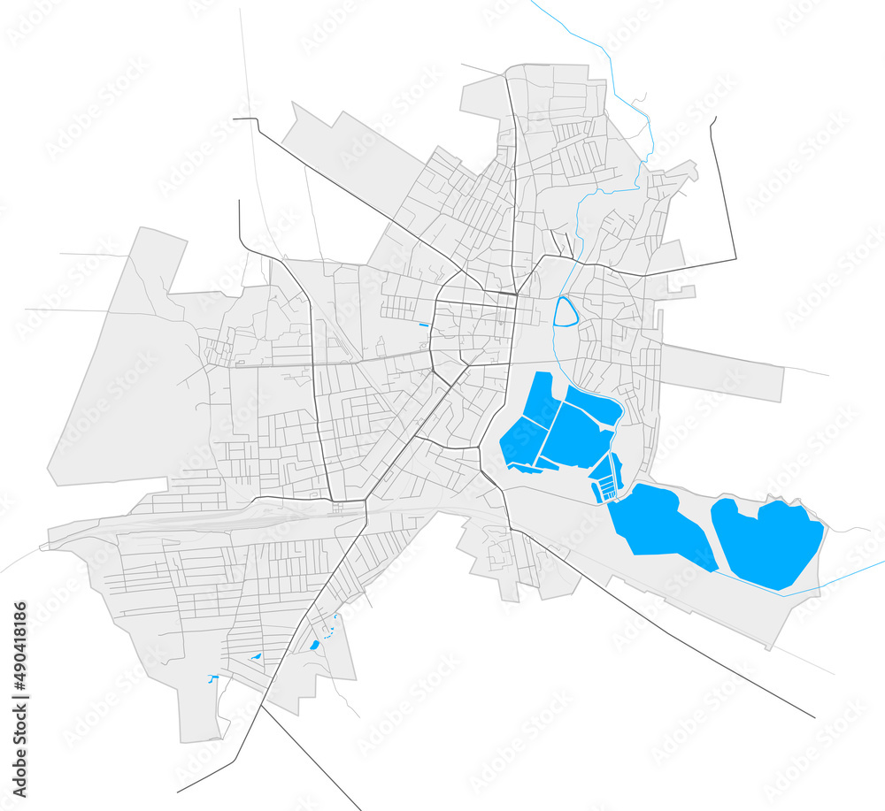 Konotop, Ukraine Black and White high resolution vector map Stock ...