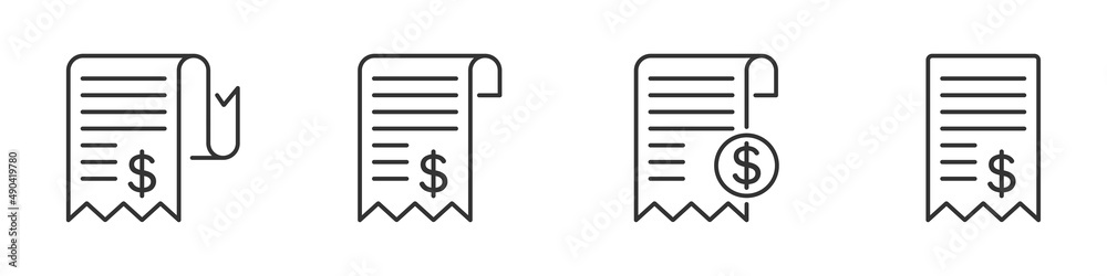 Receipt Bill and Invoice collection set. Vector illustration. Stock ...