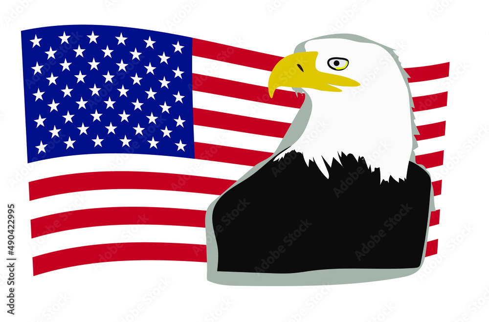 USA Flag and Bald Eagle, Vector. American Flag and Bald Eagle - symbols ...