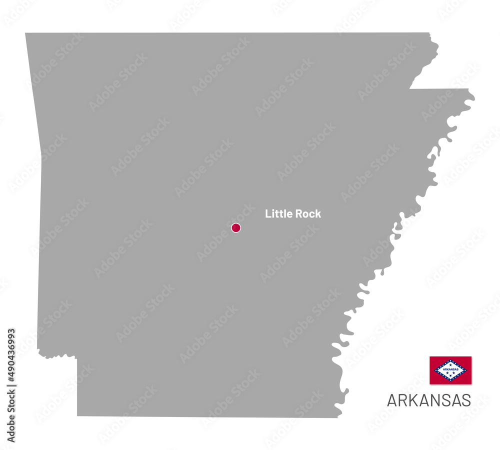 Gray editable map of Arkansas, USA Federal State. Administrative map of ...