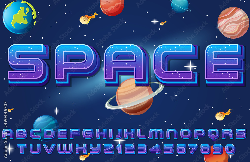 A set of English alphabet space font on space background Stock Vector ...