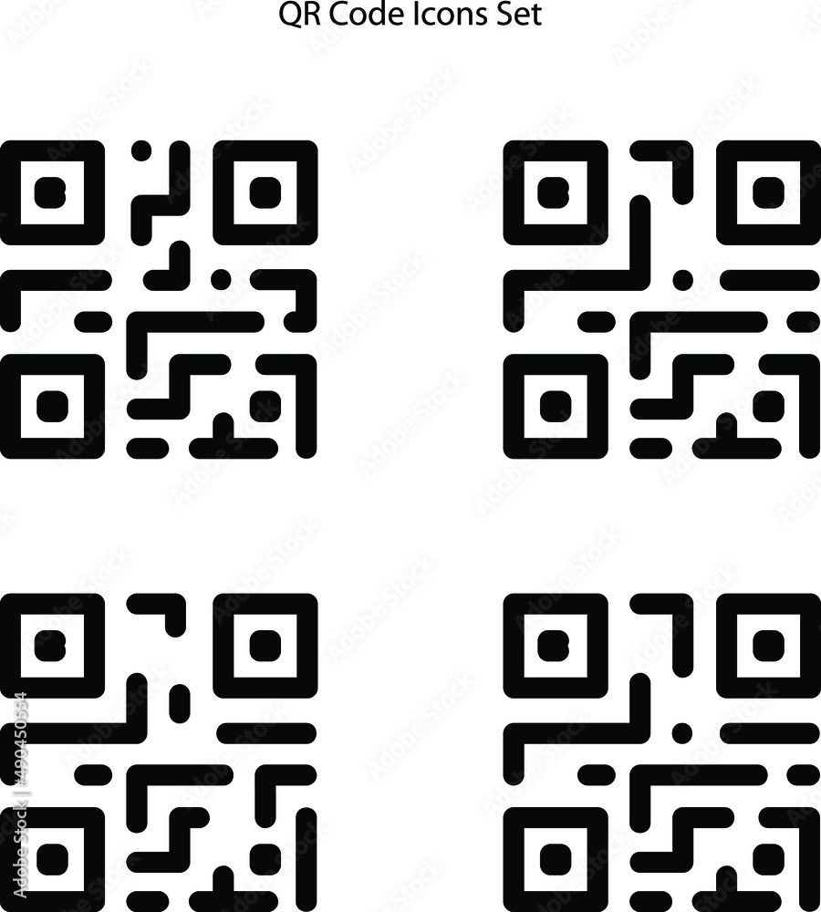 qr code icons set isolated on white background. qr code icon thin line ...