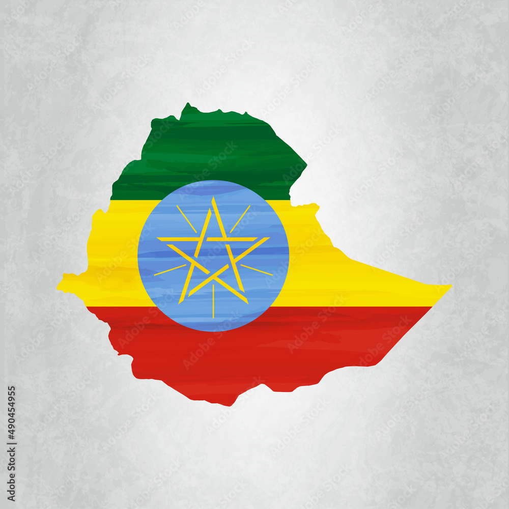 Ethiopia map with flag Stock Vector | Adobe Stock
