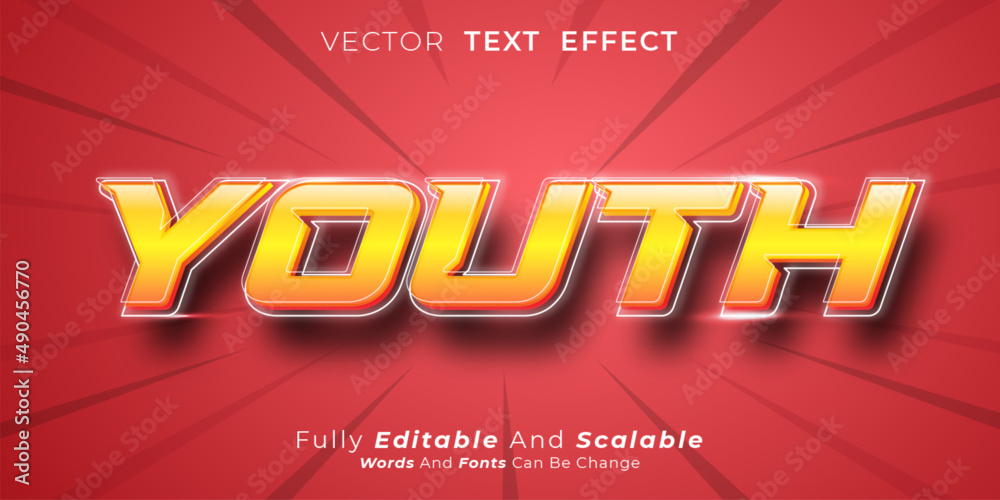 Youth Text effect, Editable 3d text style Stock Vector | Adobe Stock