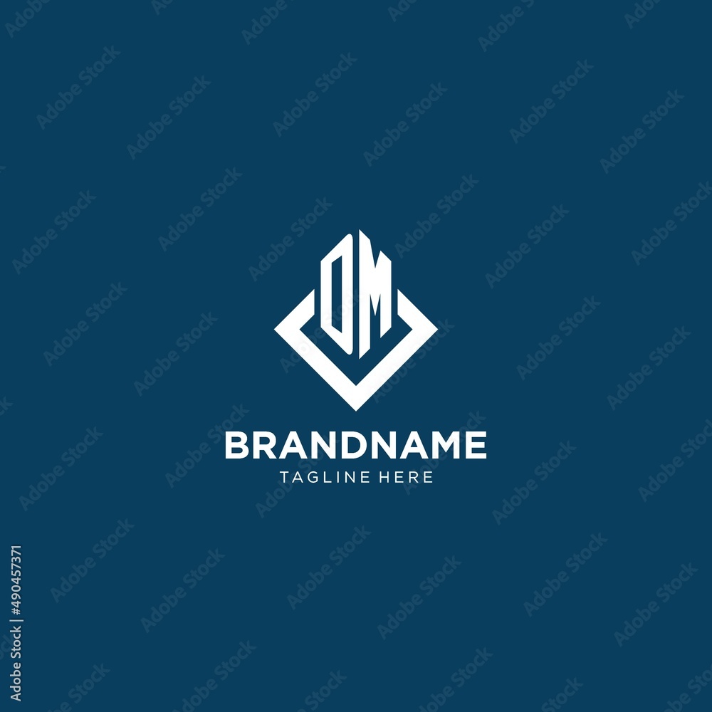 Initial DM logo square rhombus with lines, modern and elegant logo ...