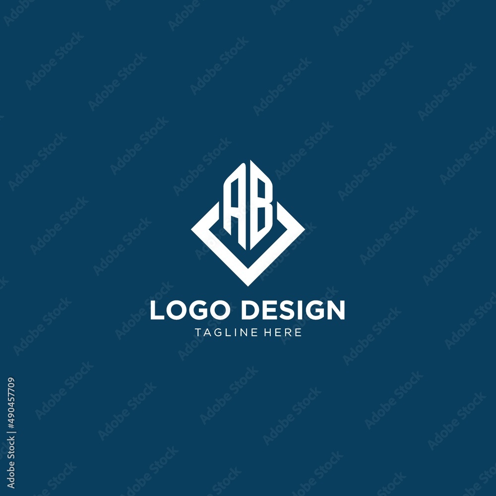 Initial AB logo square rhombus with lines, modern and elegant logo ...