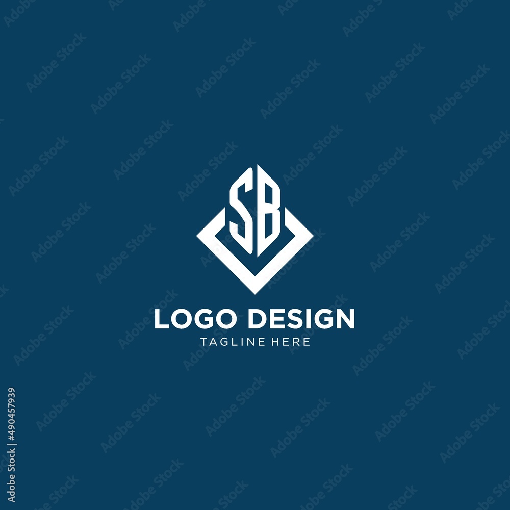 Initial SB logo square rhombus with lines, modern and elegant logo ...