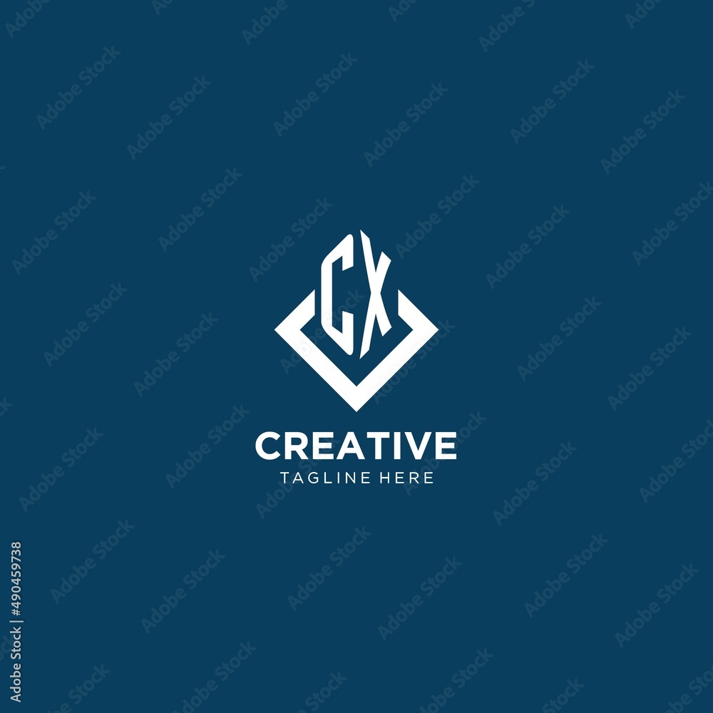 Initial CX logo square rhombus with lines, modern and elegant logo ...