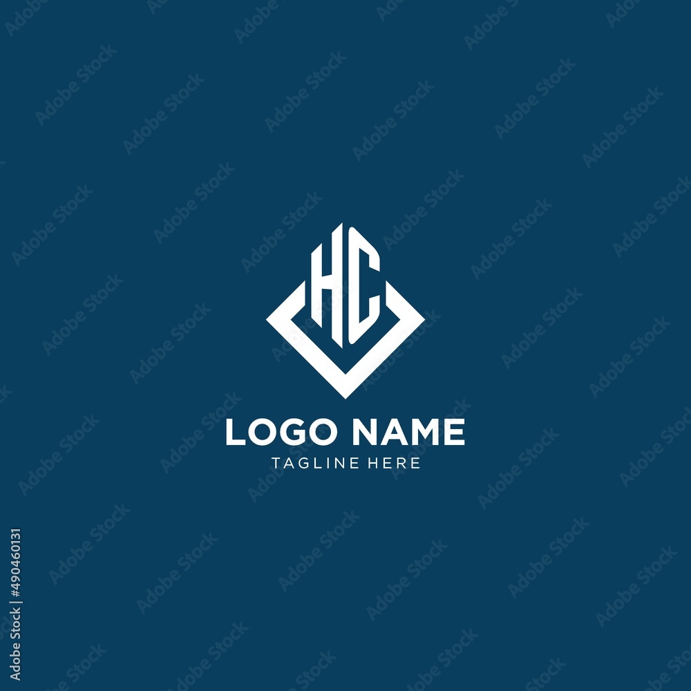 Initial HC logo square rhombus with lines, modern and elegant logo ...