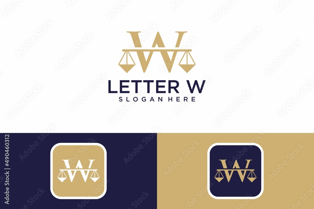 Letter w with law logo design Stock Vector | Adobe Stock