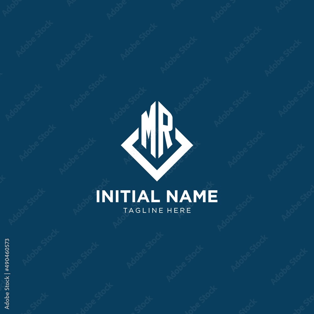 Initial MR logo square rhombus with lines, modern and elegant logo ...