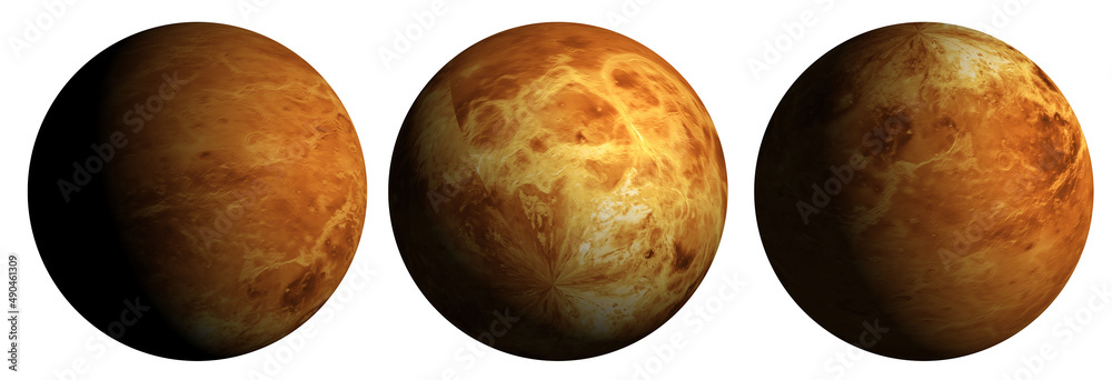 Planet Venus Sphere Set Isolated On White Background. orange planet ...