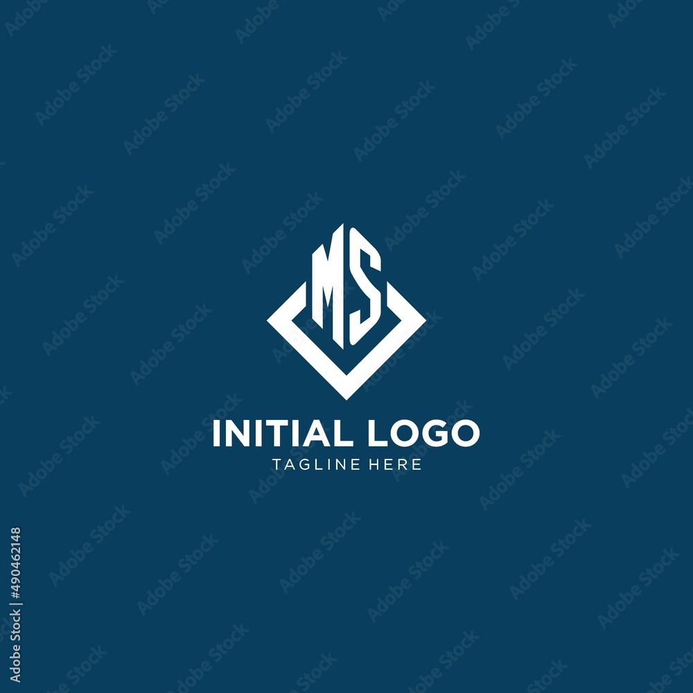 Initial MS logo square rhombus with lines, modern and elegant logo ...