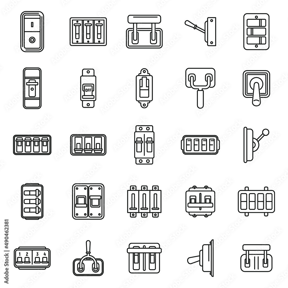 Breaker switch icons set outline vector. Cable chopper Stock Vector ...