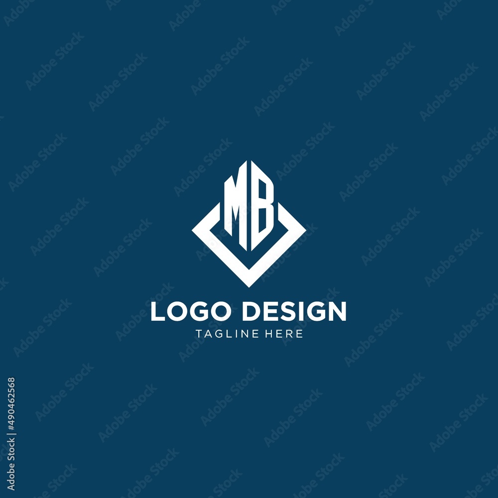 Initial MB logo square rhombus with lines, modern and elegant logo ...