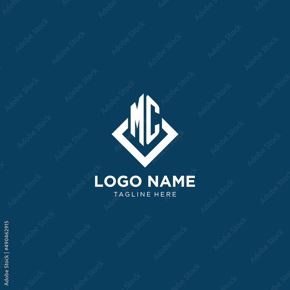 Initial MC logo square rhombus with lines, modern and elegant logo ...