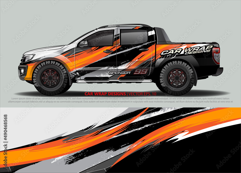 truck and car decal design vector kit. abstract background graphics for ...