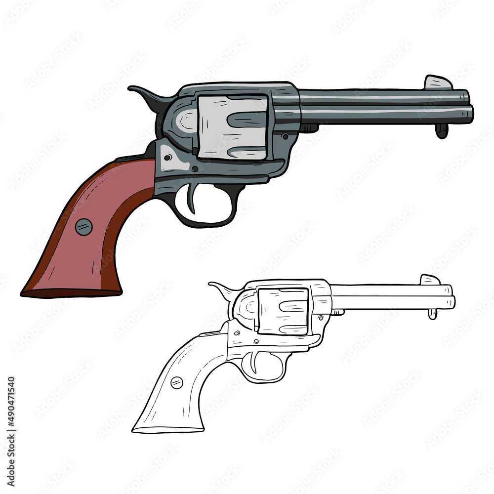 Illustration of cowboy revolver. Design element for logo, label, emblem ...