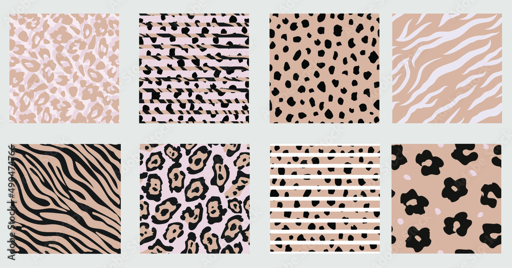 Set of safari animal fur texture seamless patterns Stock Vector | Adobe ...