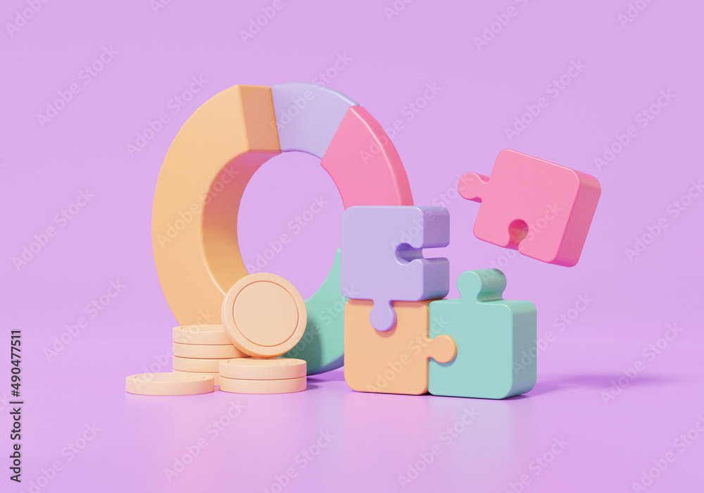 Jigsaw puzzle pieces floating, Financial graph economics analytics ...