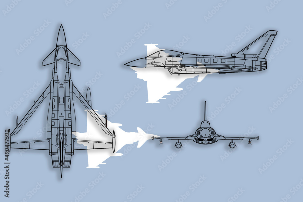 Planos de reactor militar Eurofighter Typhoon Stock Illustration ...