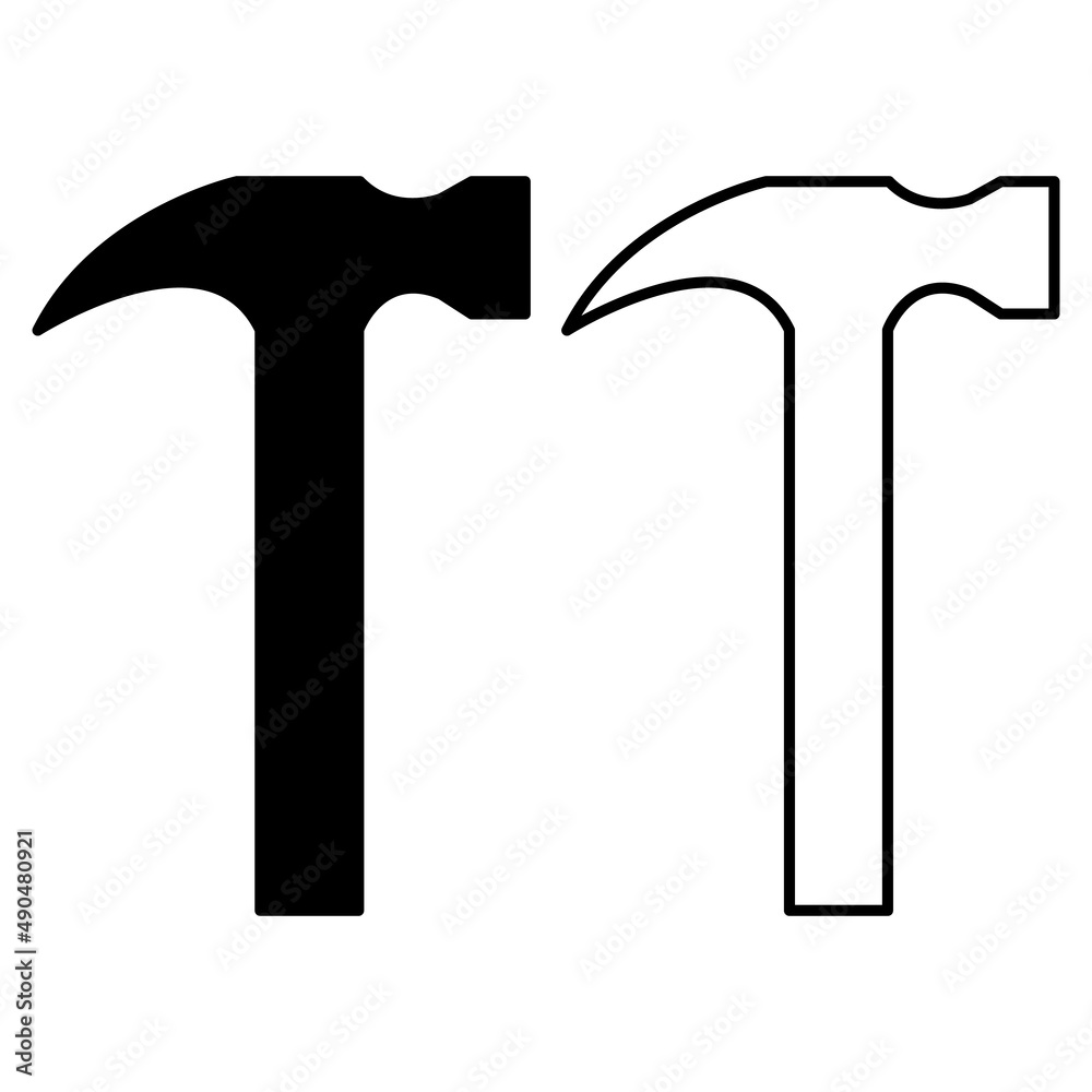 Hammer icon set flat vector illustration for element template. Black ...