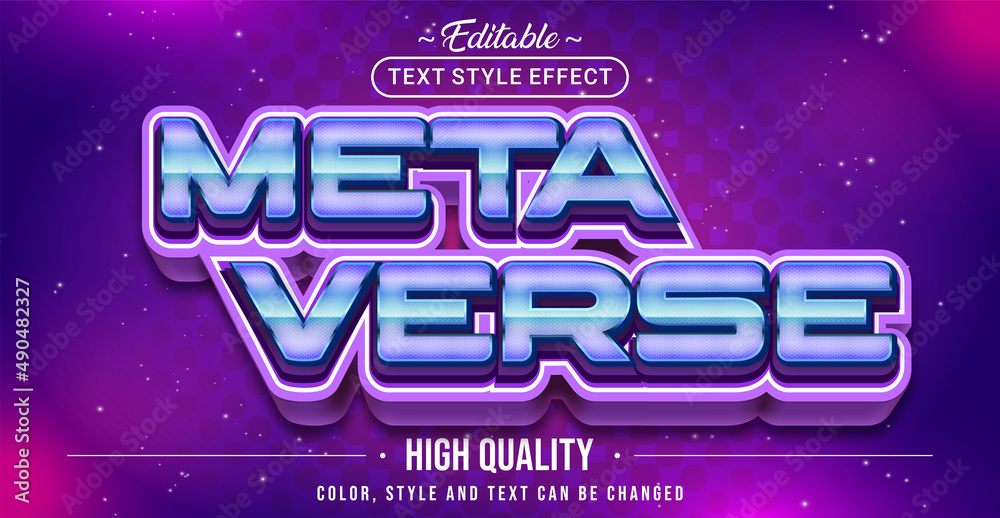 Editable text style effect - Metaverse text style theme. Stock Vector ...