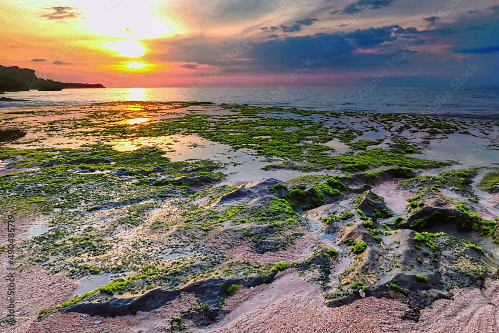 Tegal Wangi Beach, in Bali of Indonesia with a view sunset, clift and ...