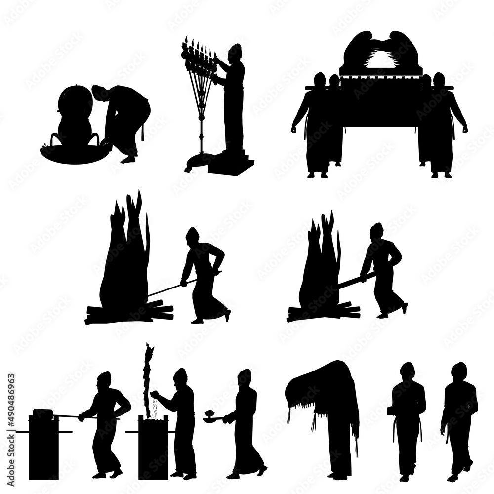 Photo Black silhouettes of Hebrew Jewish priests working in the Holy ...
