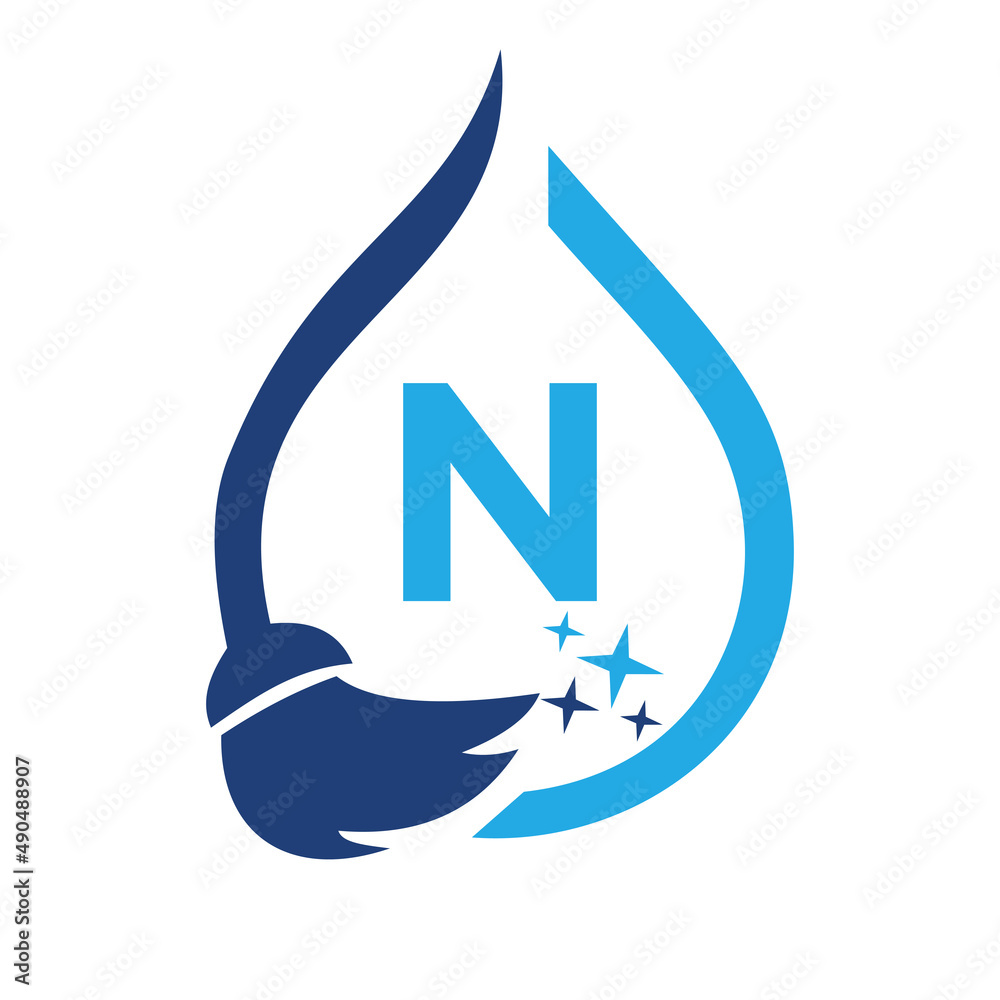 Maid Cleaning Logo On Letter N. Clean House Sign, Fresh Clean Logo ...
