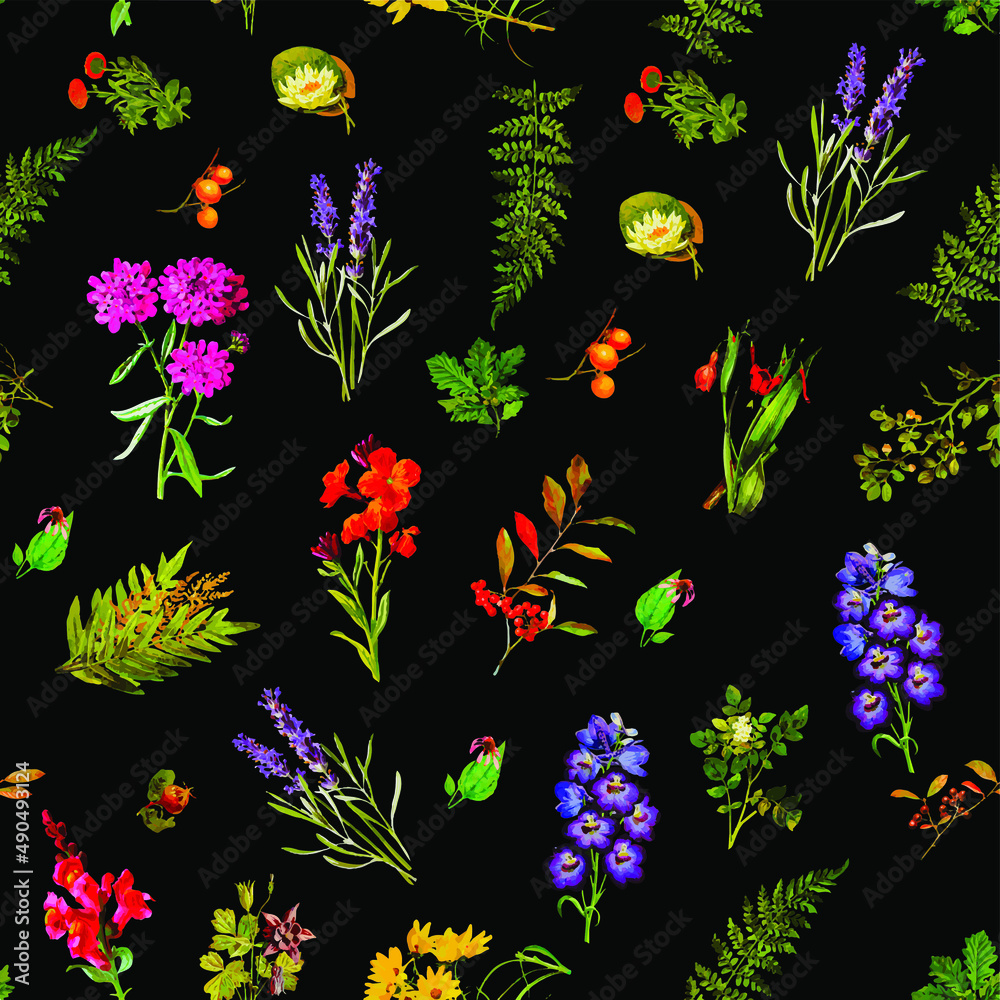 Beautiful repeated Seamless flower garden theme pattern with another ...