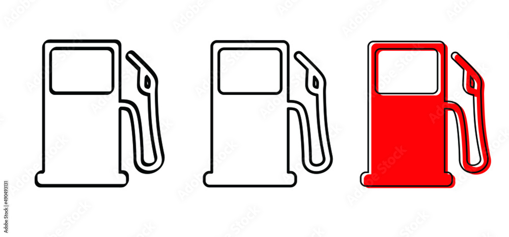 Cartoon filling station. Petrol pump. Gas station icon. Vector refill ...