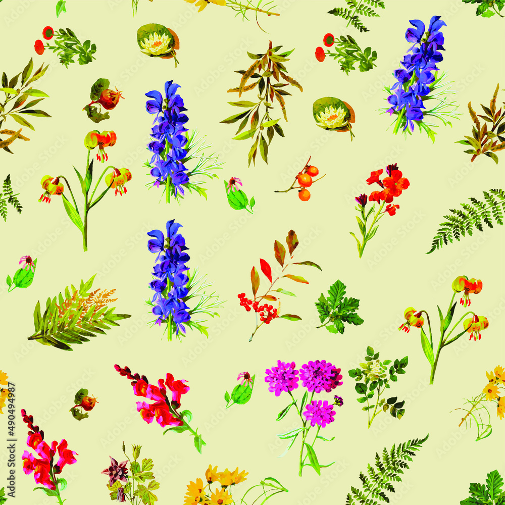 Beautiful repeated Seamless flower garden theme pattern with another ...
