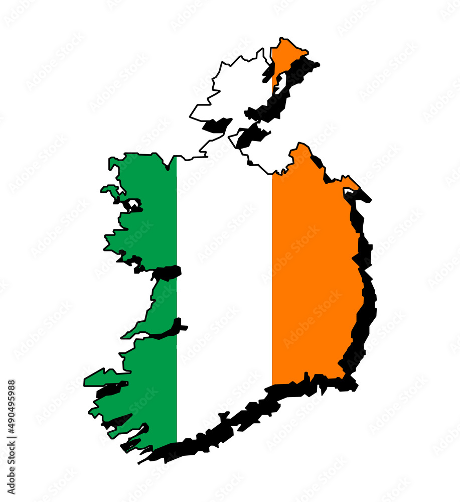 Ireland Map Vector Illustration. Map of Ireland with Irish Flag Stock ...