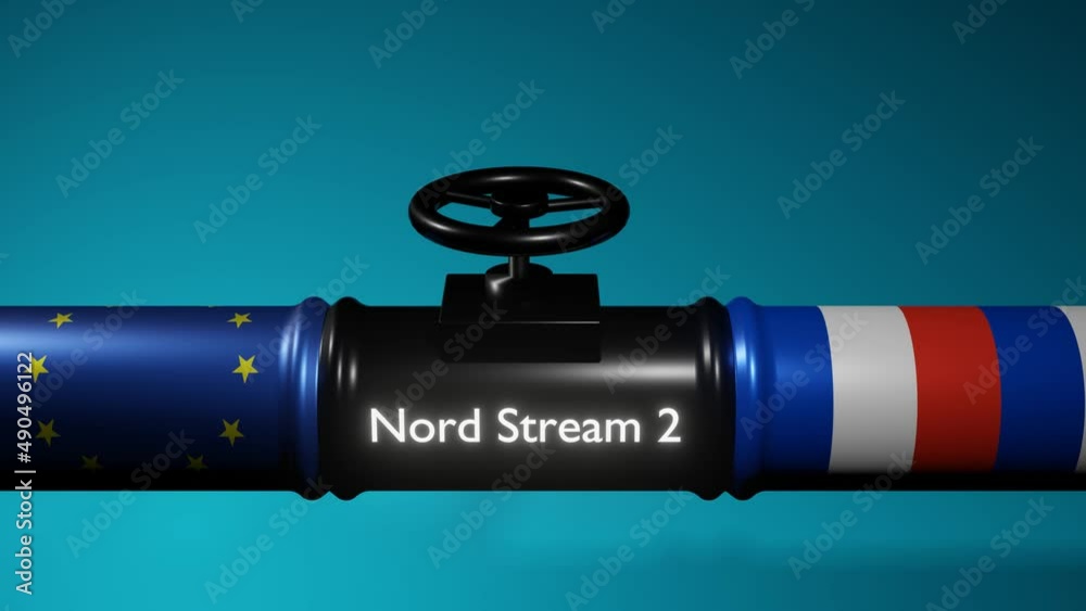Nord Stream 2 gas pipeline 3d render looped animation. Gas pipeline ...