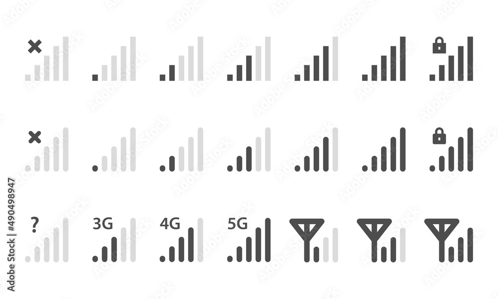 Cellular signal icon set. Suitable for design element smartphone signal ...
