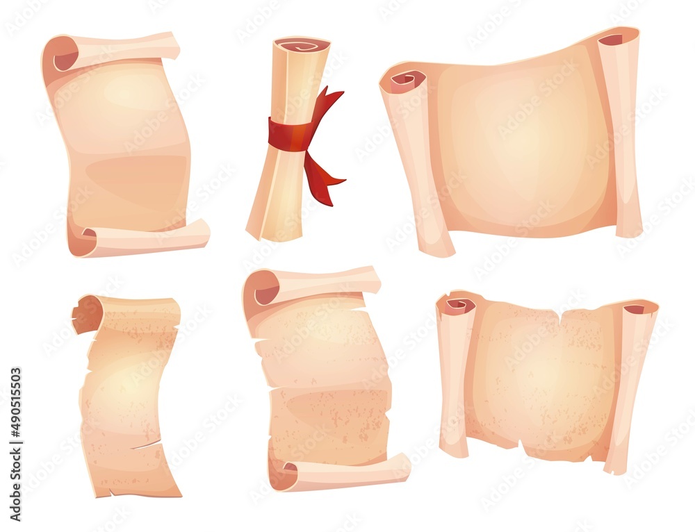 Ancient parchment, paper, scroll papyrus, old map with vintage texture ...