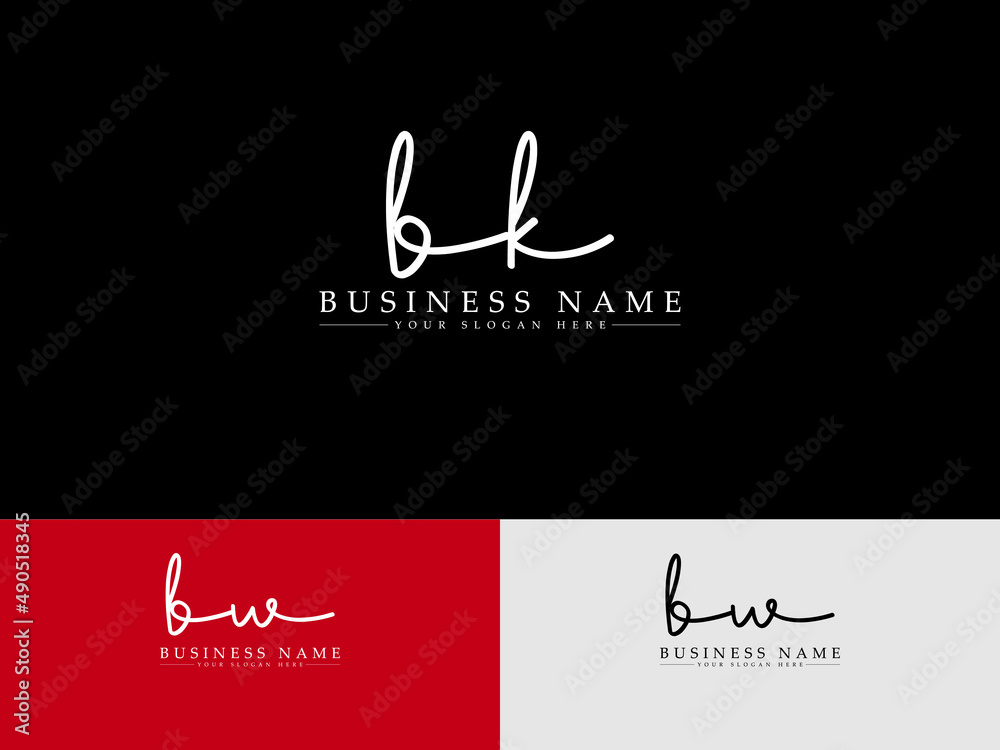 Initial Signature BK Letter Logo, Handwritten Bk kb Signature Icon Logo ...