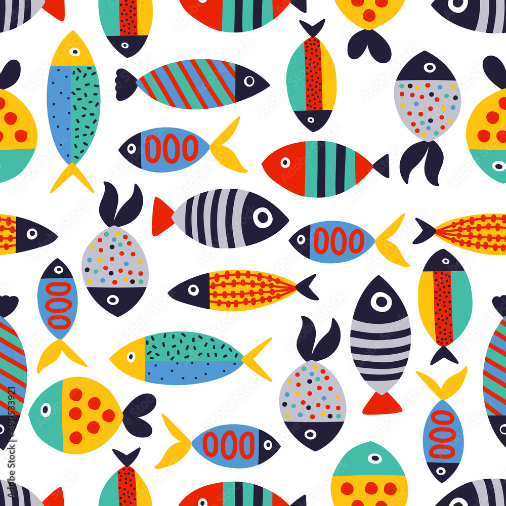 Cute fish. Kids background. Seamless pattern. Can be used in textile ...