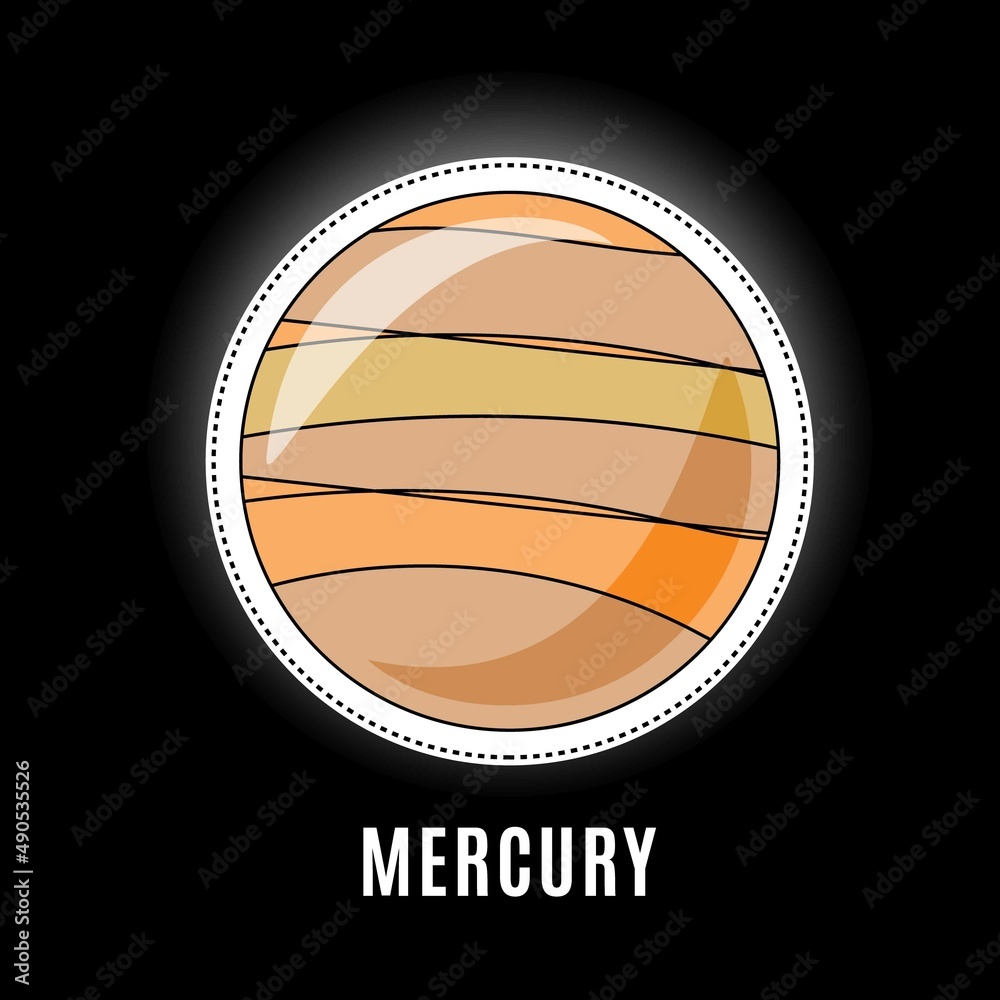 Vector illustration of a cartoon planet sparkling on the black ...