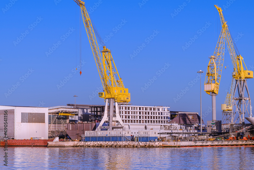 Early stages of building new luxury cruise ship,Cruise ship under ...