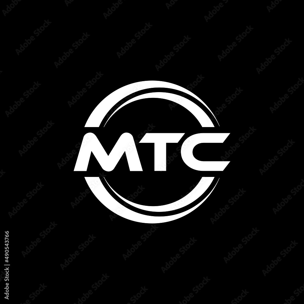 MTC letter logo design with black background in illustrator, vector ...