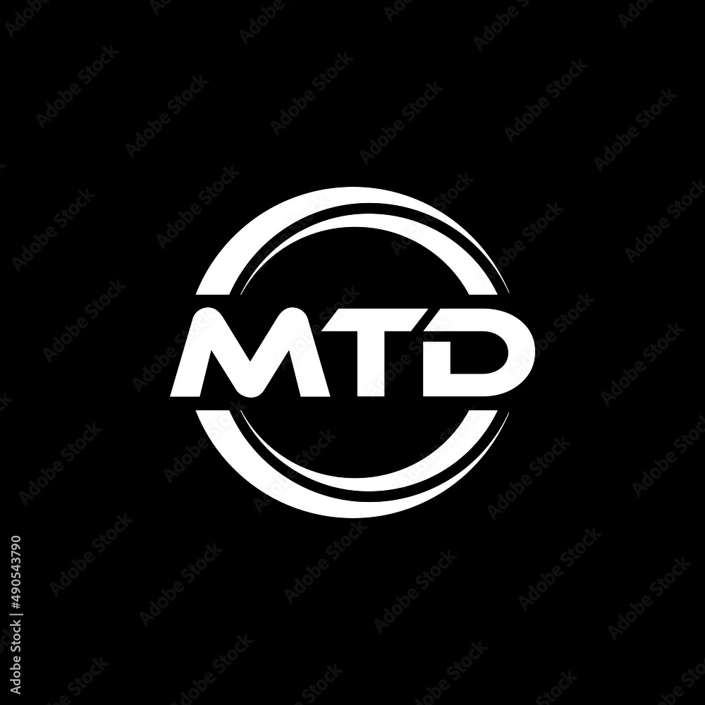 MTD letter logo design with black background in illustrator, vector ...